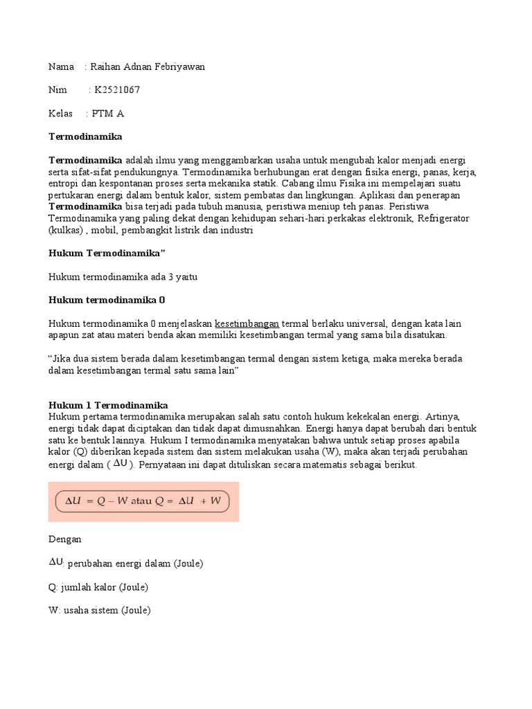 Pengantar Termodinamika | PDF