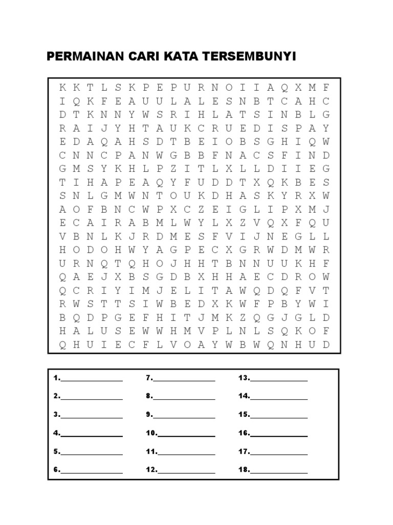 Permainan Cari Kata Tersembunyi | PDF
