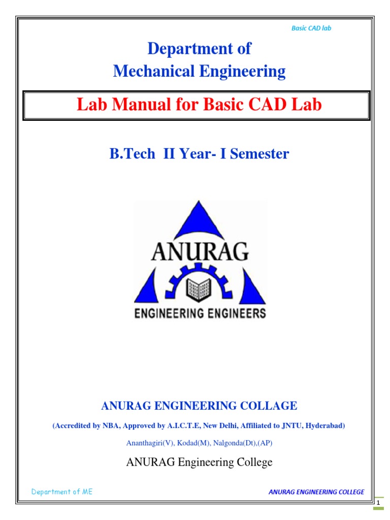 Basic CAD Lab Manual ME Dept | PDF | Angle | Auto Cad