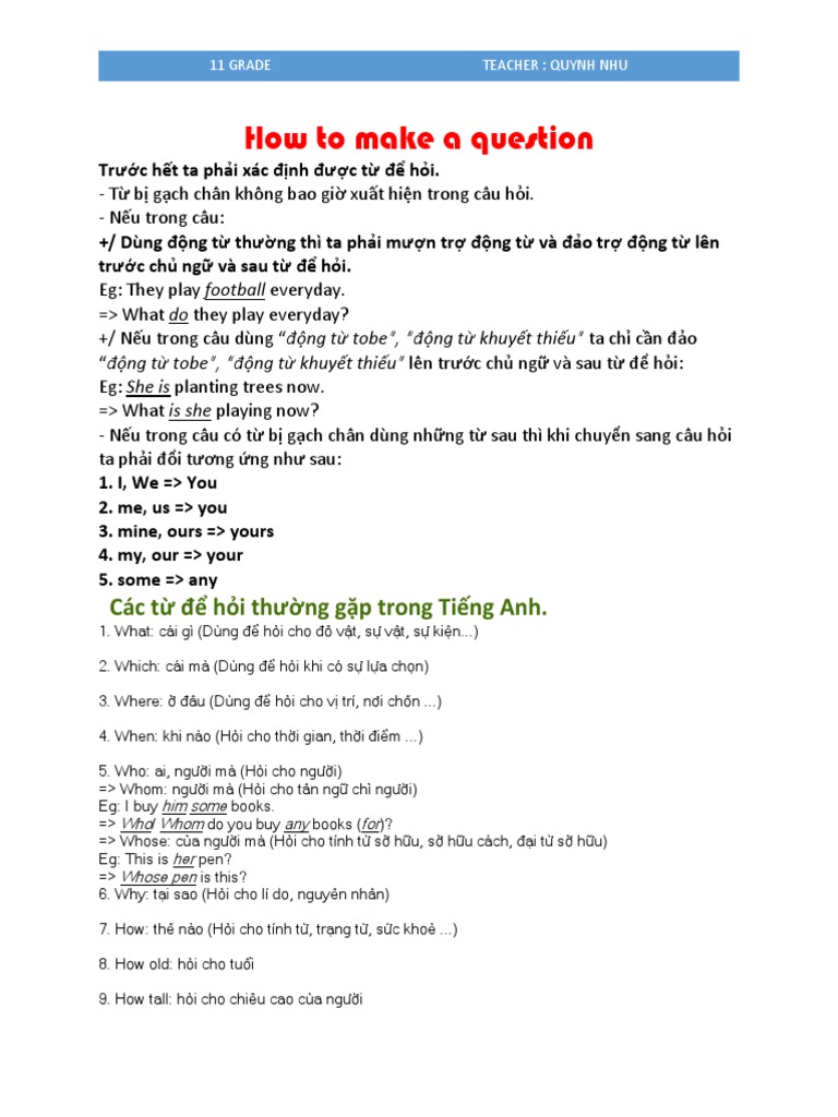 UNIT 2 How To Make A Question | PDF