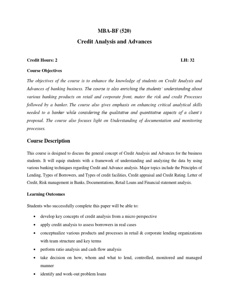 Credit Analysis | PDF | Financial Risk | Loans