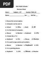 Chapter 1 CLASS 4 WORKSHEET CS | PDF | Input/Output | Computer Data Storage