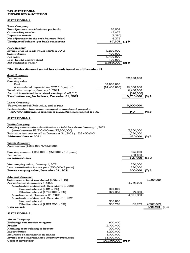 Far Situational Solution-1 | PDF | Book Value | Dividend