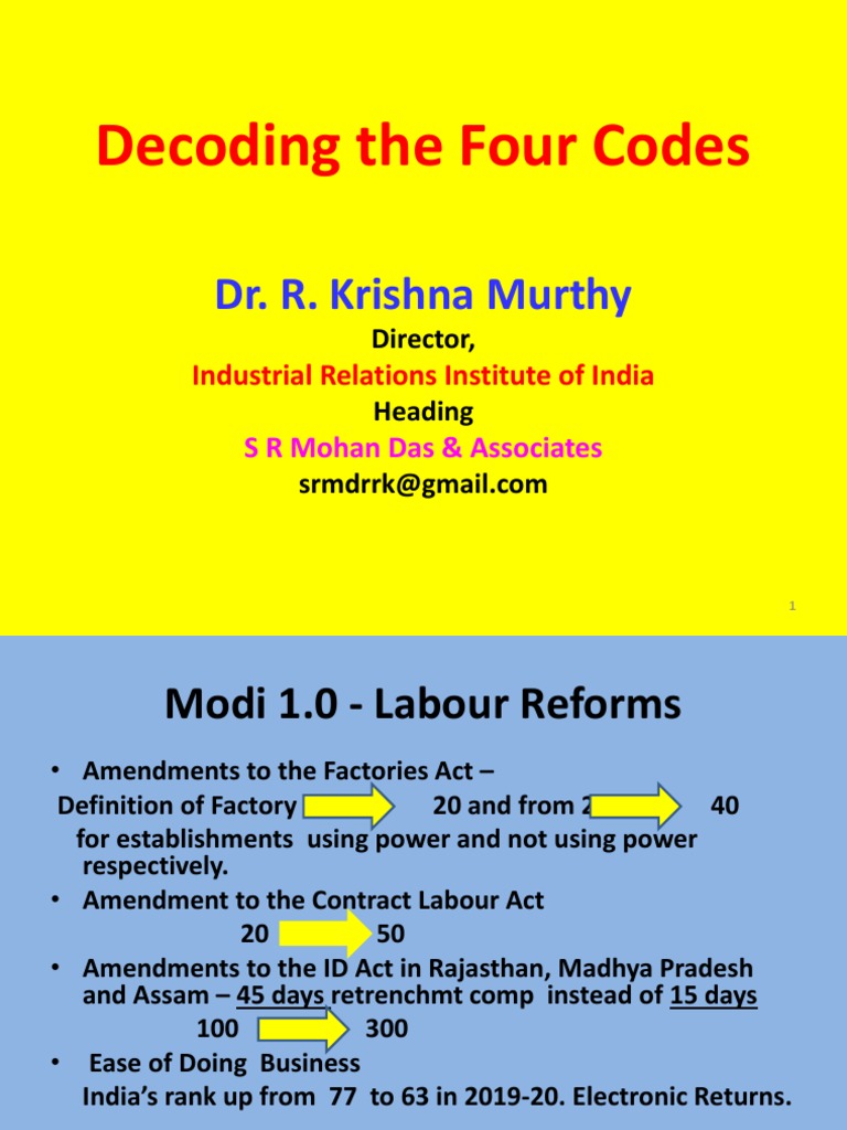 Decodifying The Labour Codes - 11-01-2022 | PDF | Employment ...