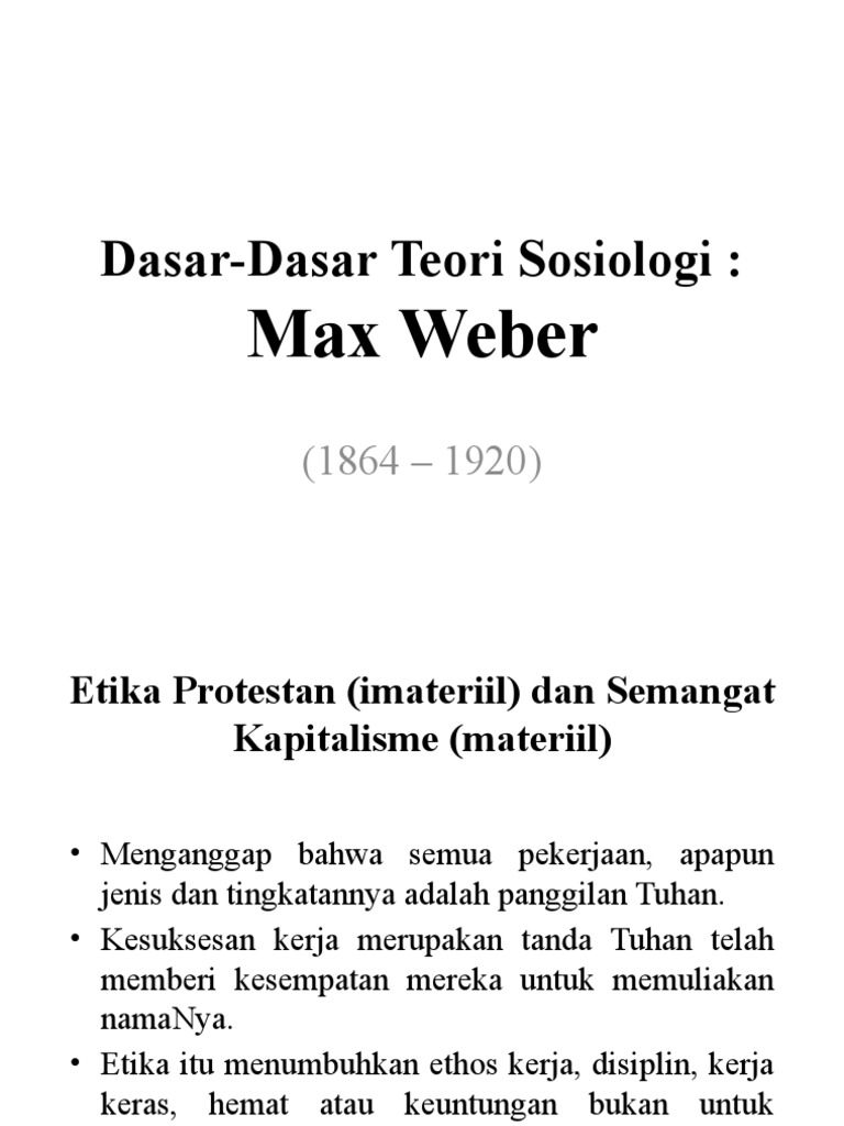 3 Dasar-Dasar Teori Sosiologi (Max Weber Dan Emile Durkhem) | PDF ...