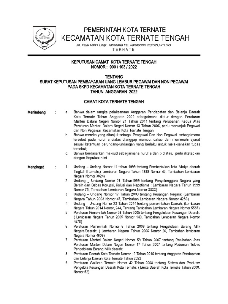 SK Lembur 2022 | PDF