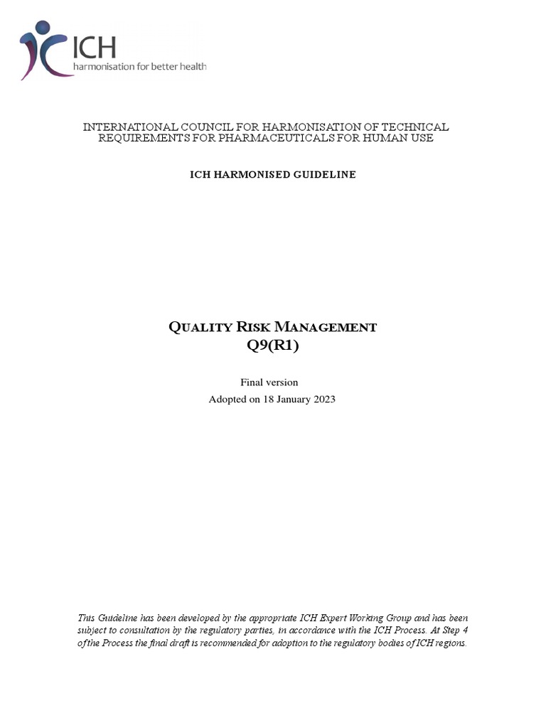 Ich Q9 (R1) QRM 2023 | PDF | Risk Management | Risk