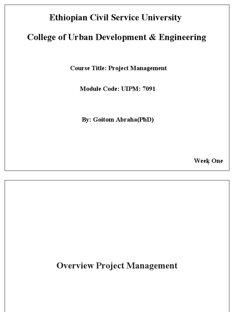 Week 1 Overview Of Project Management Pdf Organizational Structure