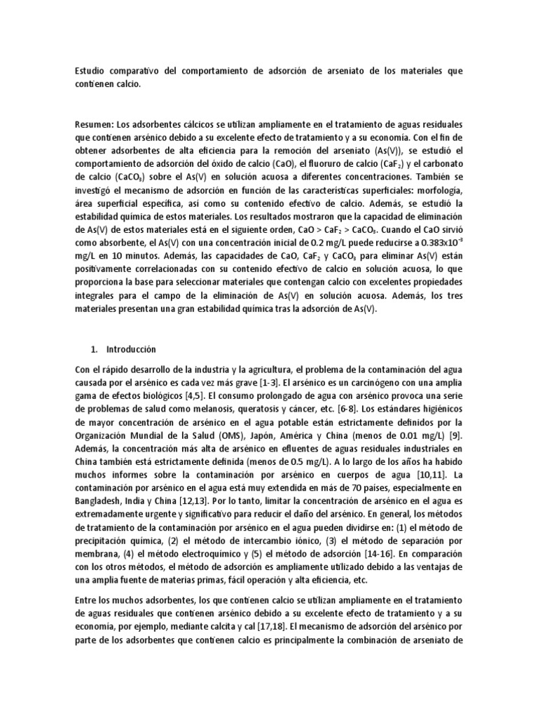 Wang 2019 | PDF | Adsorción | Arsénico