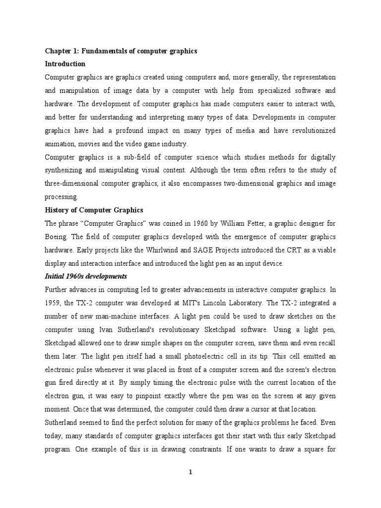 Computer Graphics Fundamentals Overview | PDF | Visualization (Graphics) | Computer Graphics