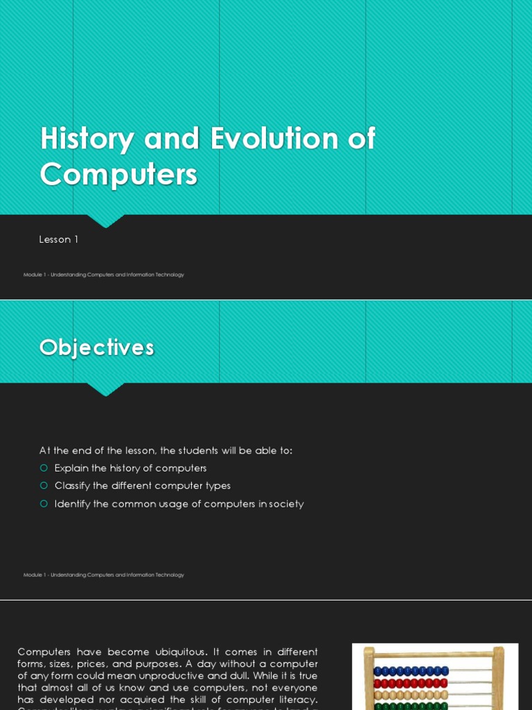 LESSON 1 - History and Evolution of Computers | PDF | Mobile Device ...