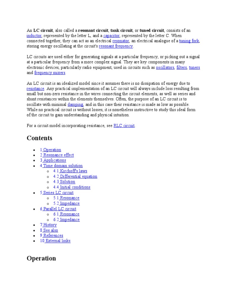 An LC Circuit | PDF | Electrical Impedance | Inductor
