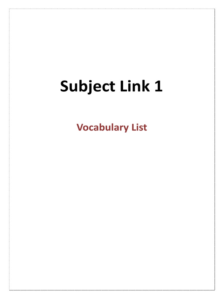 Subject Link 1 - Word List | PDF | Verb | Noun
