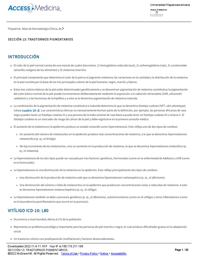 Sección 13 - Trastornos Pigmentarios-1 | PDF | Piel | Condiciones cutáneas