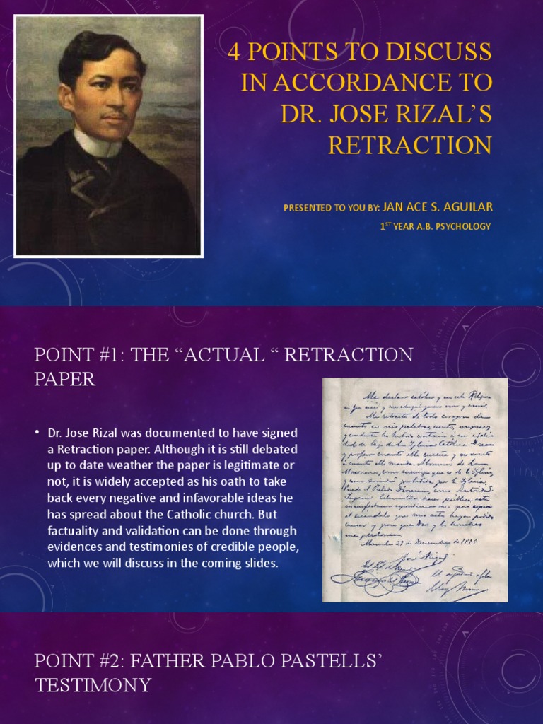 Rizal's Retraction (Jan Ace Aguilar Abpsych1) | PDF | Testimony