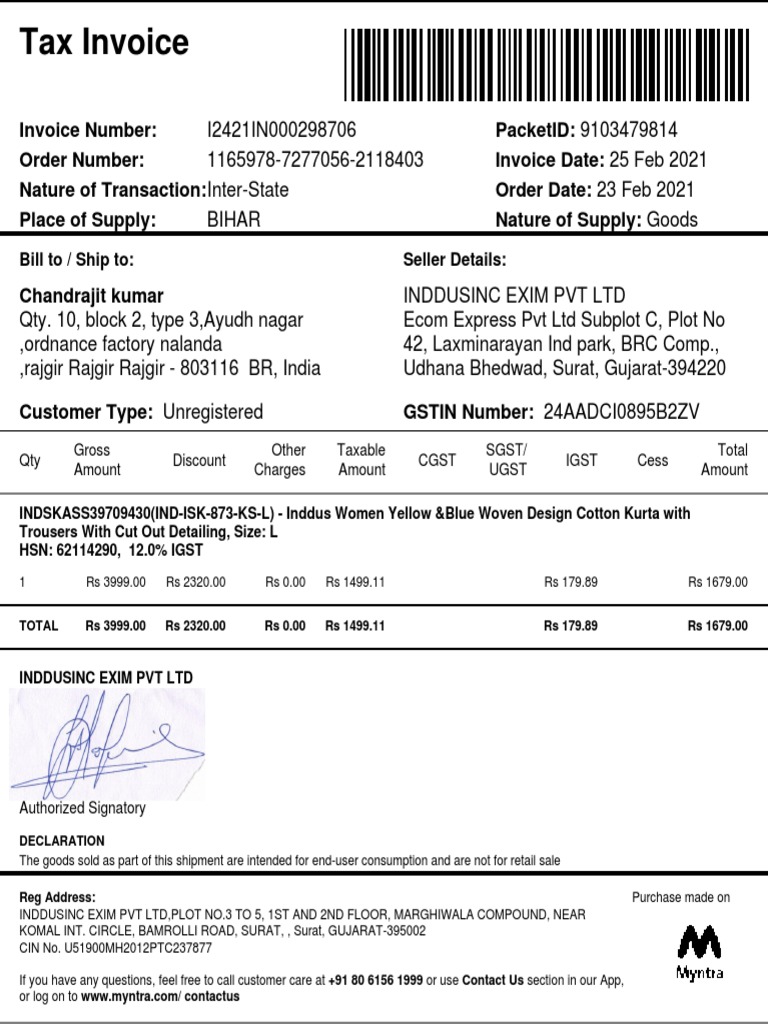 Suit Invoice | Download Free PDF | Public Finance | Taxes