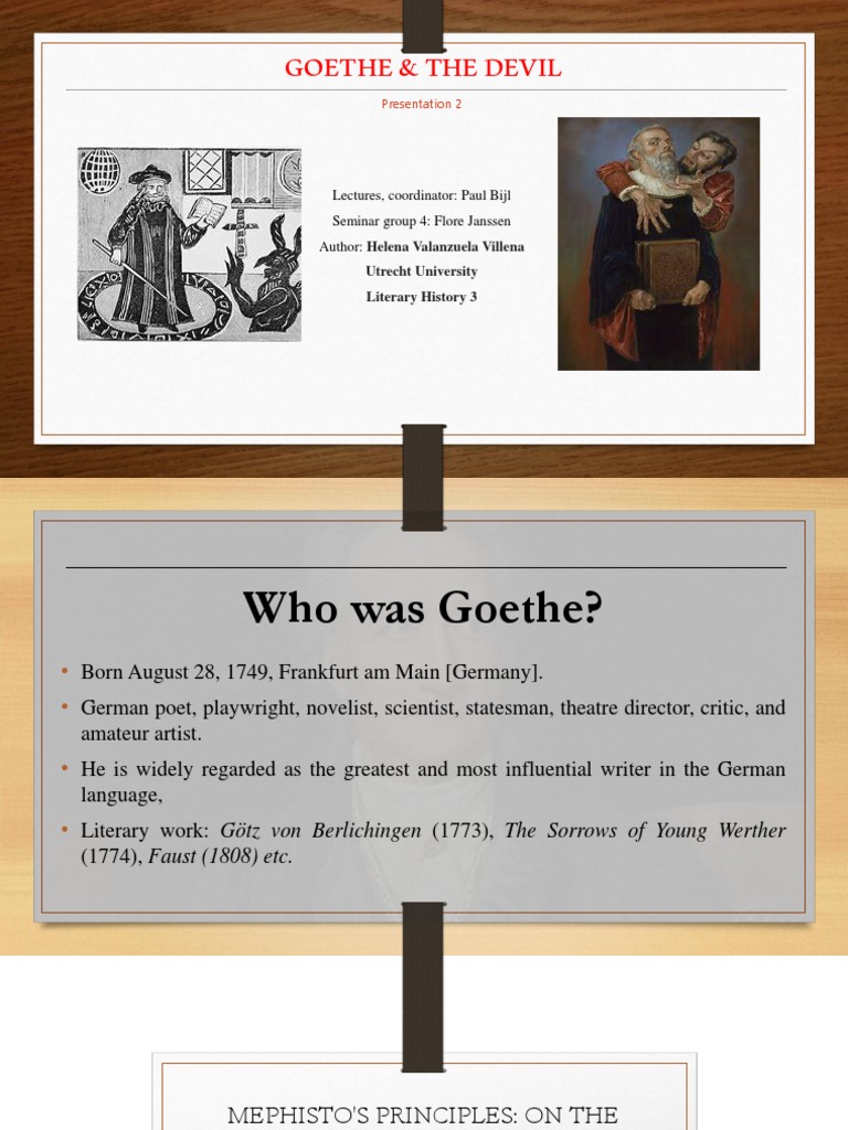 Presentation Goethe & The Devil | PDF | Faust | Johann Wolfgang Von Goethe