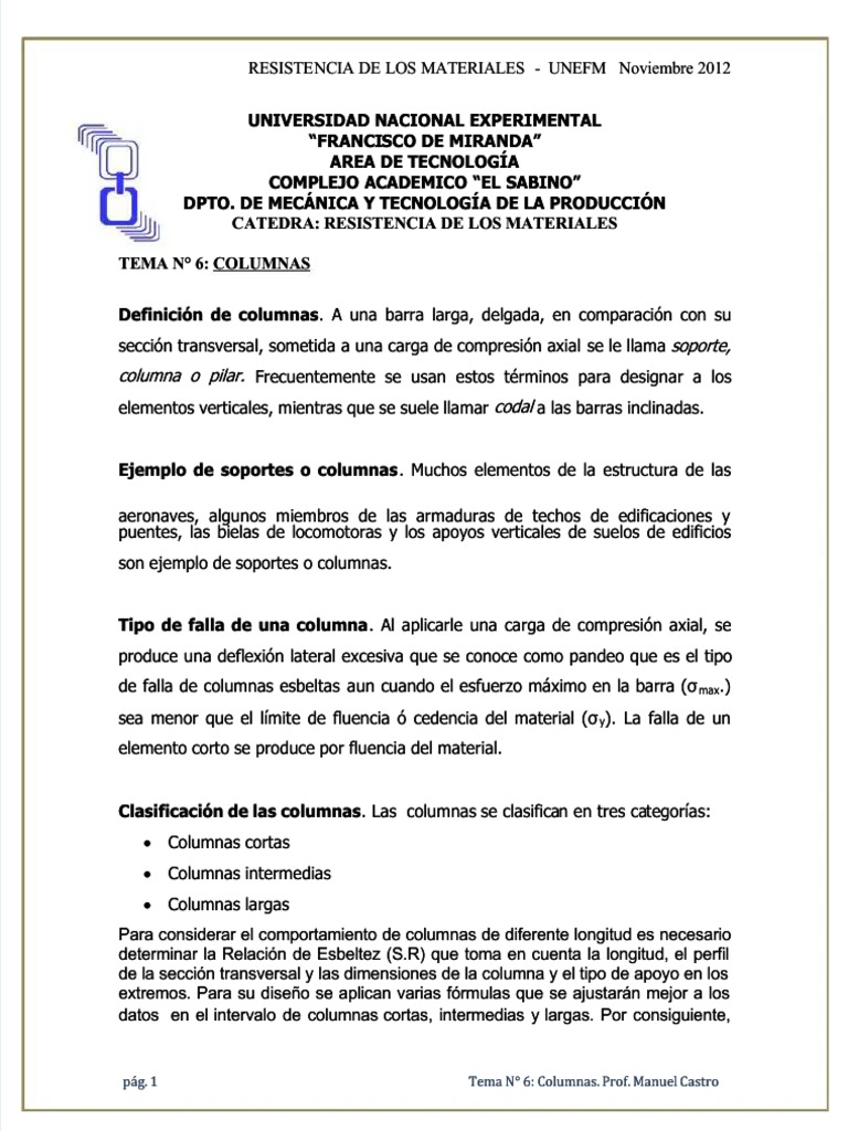 PDF Tema 7 Columnas - Compress | PDF | Pandeo | Ciencia de los Materiales