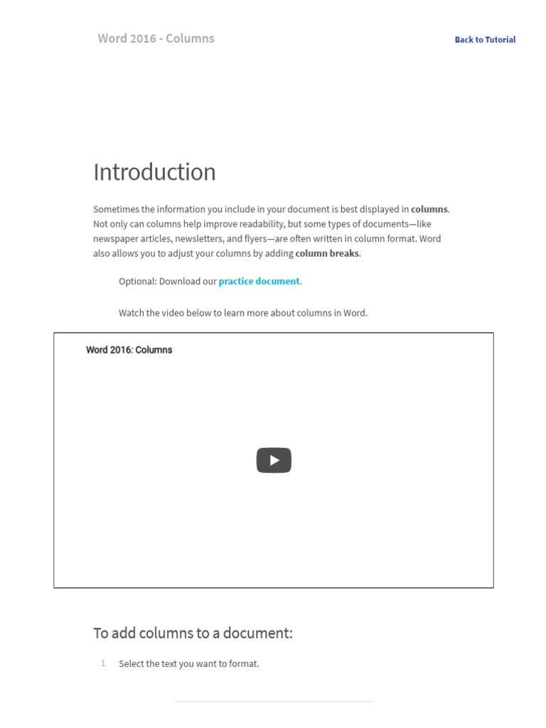 Word 2016 - Columns | PDF | Menu (Computing) | Software Development