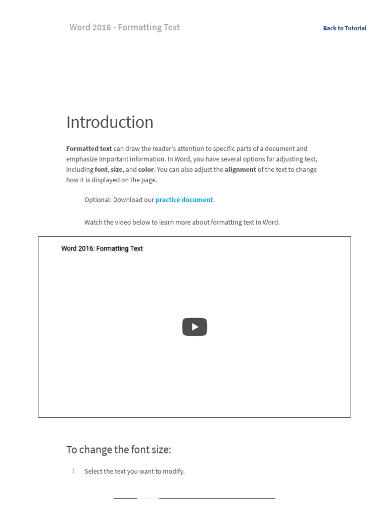 Word 2016 - Formatting Text | PDF | Menu (Computing) | Software