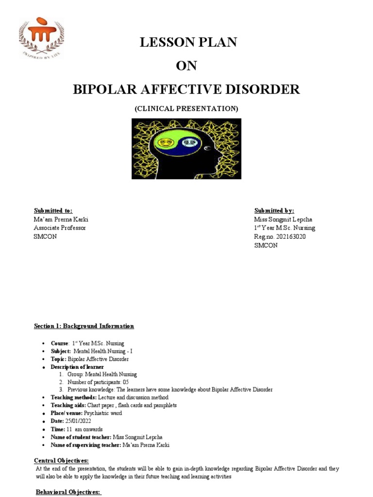 BPAD Lesson Plan | PDF | Mania | Bipolar Disorder