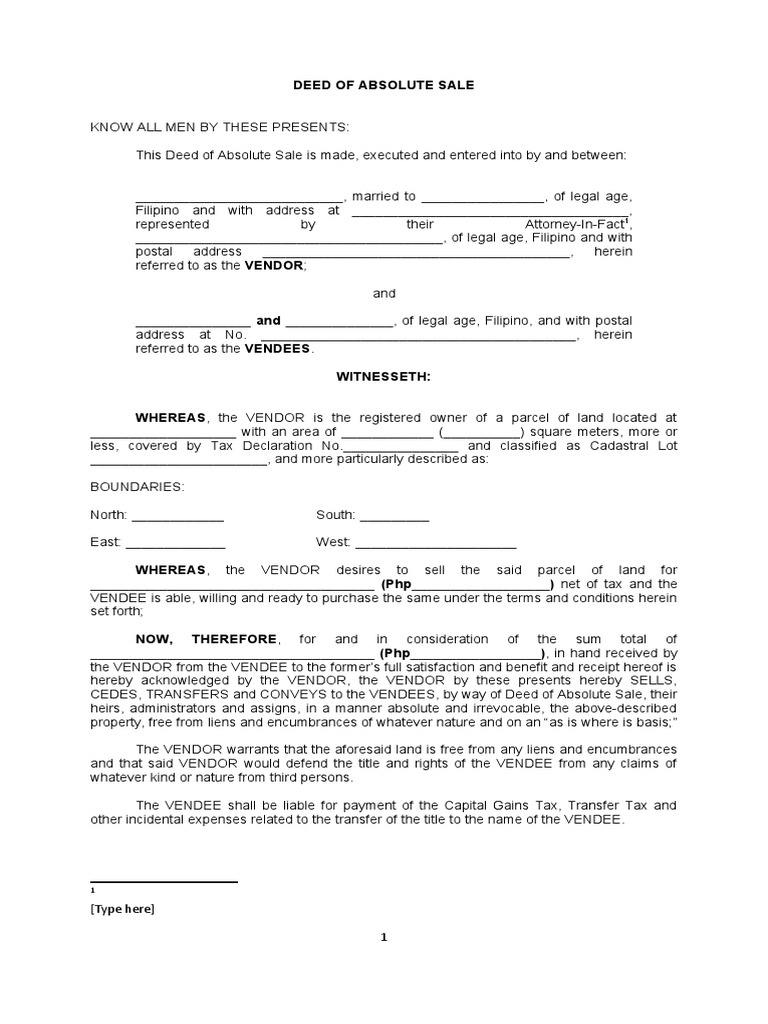 Deed of Absolute Sale | PDF