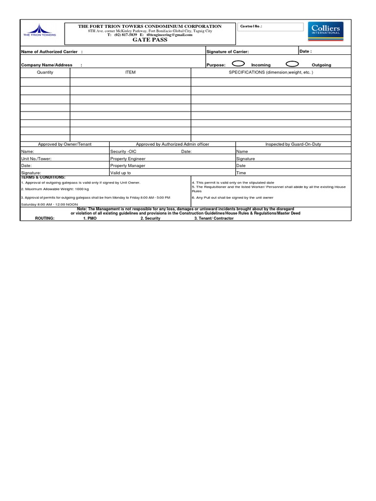 Gate Pass | PDF | Government | Property