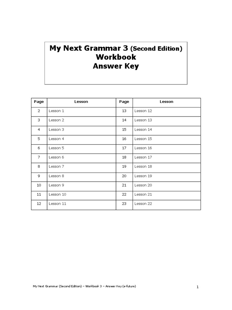 My Next Grammar - 2nd Edition - My Next Grammar (2nd) Workbook 3 (답지) | PDF