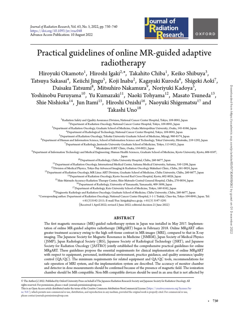 Practical Guidelines of Online MR-guided Adaptive Radiotherapy | PDF ... Practical Guidelines of Online MR-guided Adaptive Radiotherapy | PDF ...
