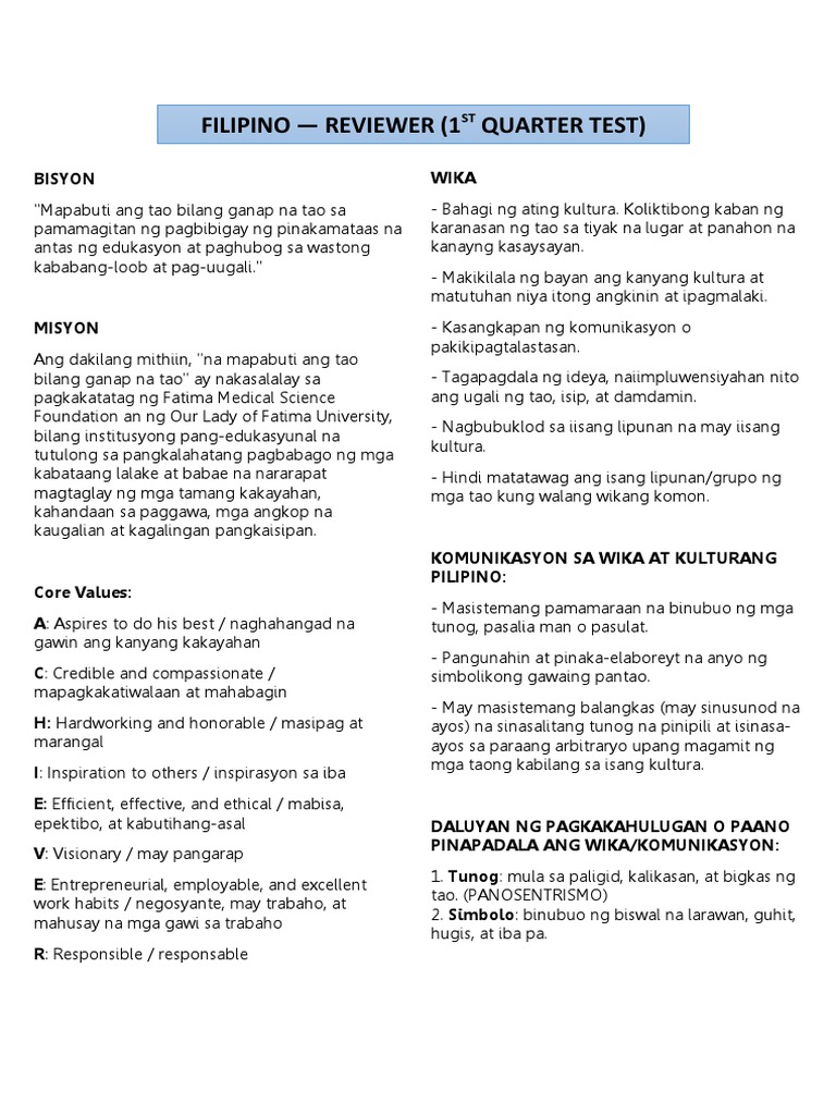 Reviewer in Fil | PDF