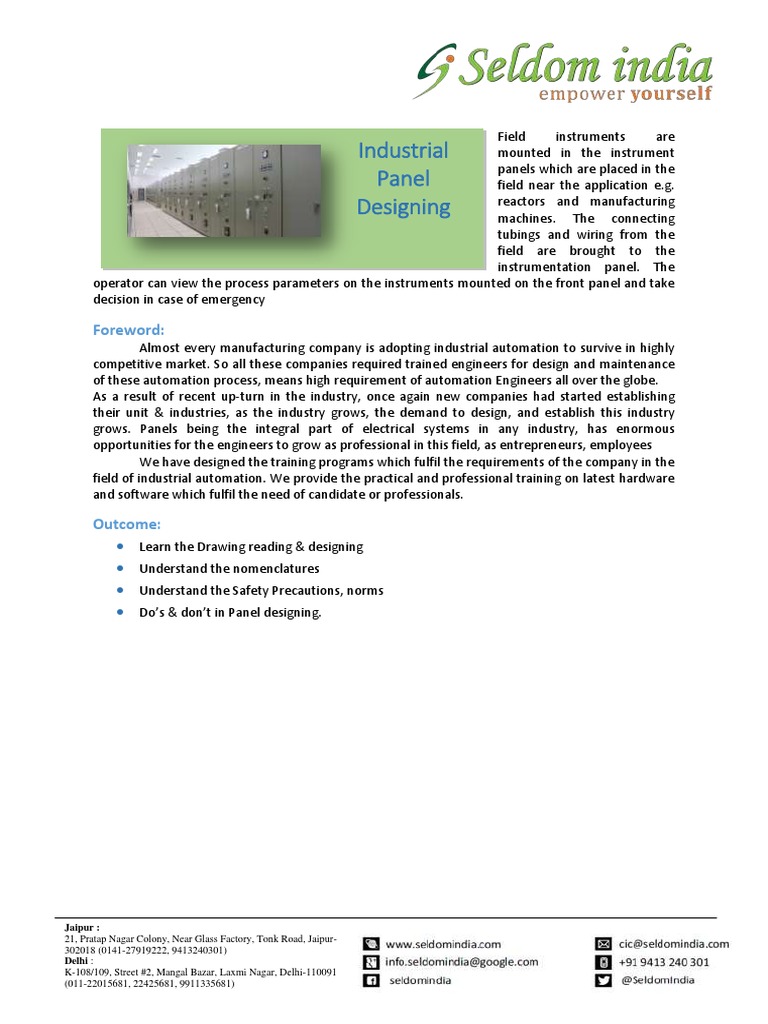 Industrial Panel Designing | PDF | Automation | Electricity