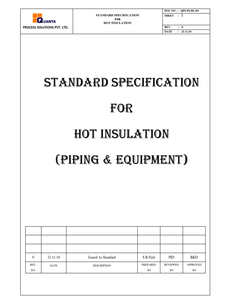 Standard Specification For Hot Insulation Piping Equipment | PDF | Pipe ...