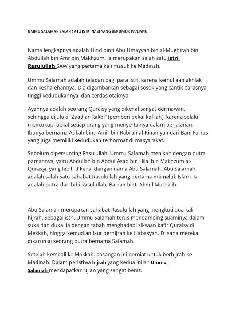 KIsah Ummu Salamah | PDF