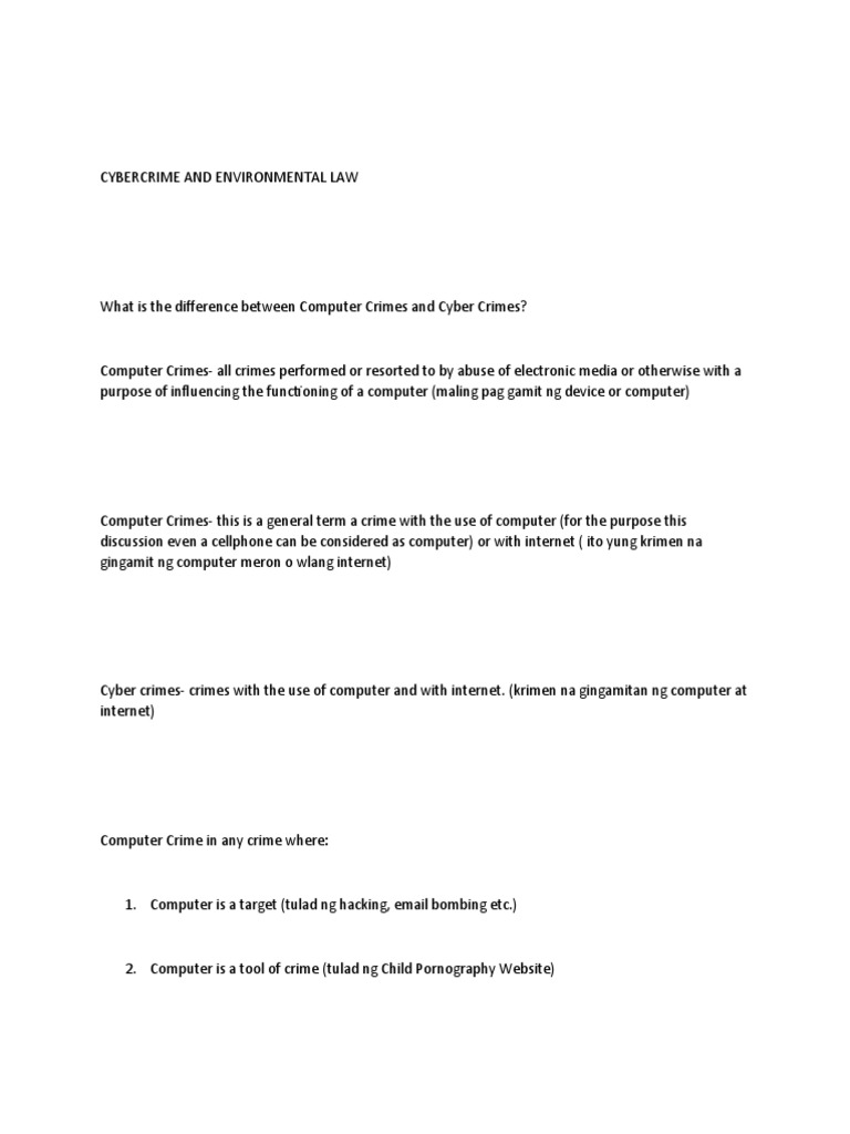 Cyber Crime and Environmental Laws | PDF | Cybercrime | Malware