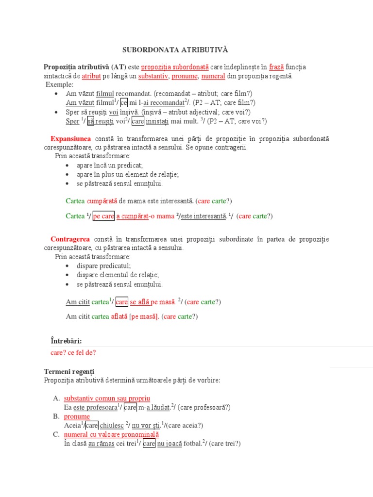 Subordonata Atributiva VIII | PDF