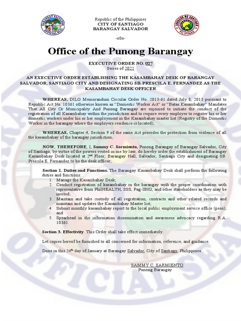 Executive Order No. 027 S. 2022 | PDF | Justice | Crime & Violence