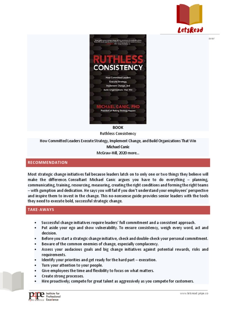 Ruthless Consistency | PDF | Competitive Advantage | Goal