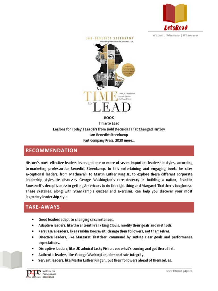 Time To Lead | PDF | Leadership