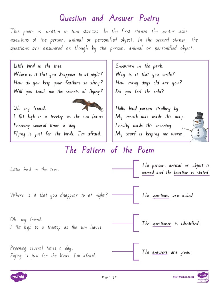 Question and Answer Poetry | PDF | Poetry | Birds
