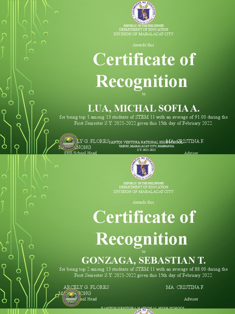 STEM 11 Students Honored for Academic Excellence in the First Semester ...