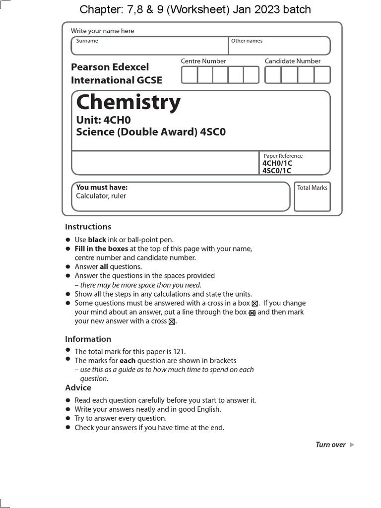 Chap7,8,9 (Worksheet) | PDF | Molecules | Covalent Bond