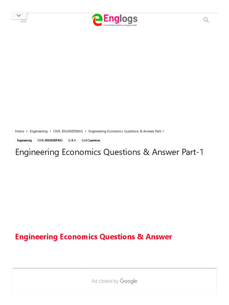 Engineering Economics Questions & Answer Part-1 Engineering and QA - QC ...