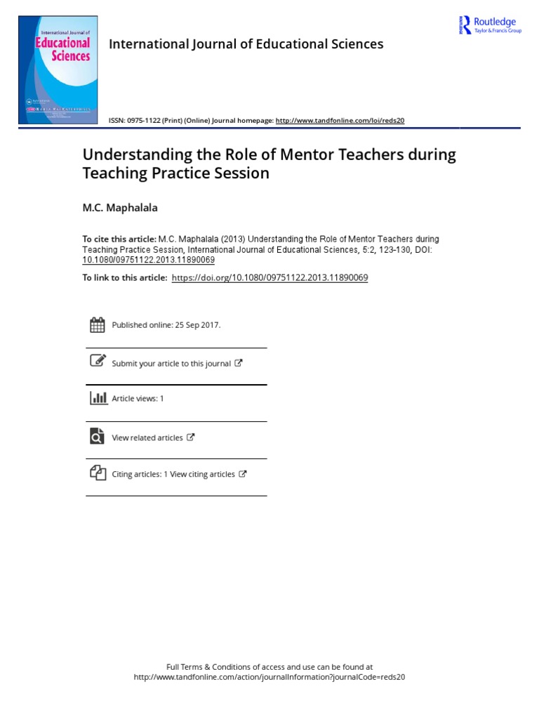 Maphala Understanding The Role of Mentor Teachers During Teaching ...
