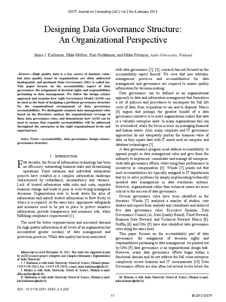 Designing Data Governance Structure: An Organizational Perspective ...