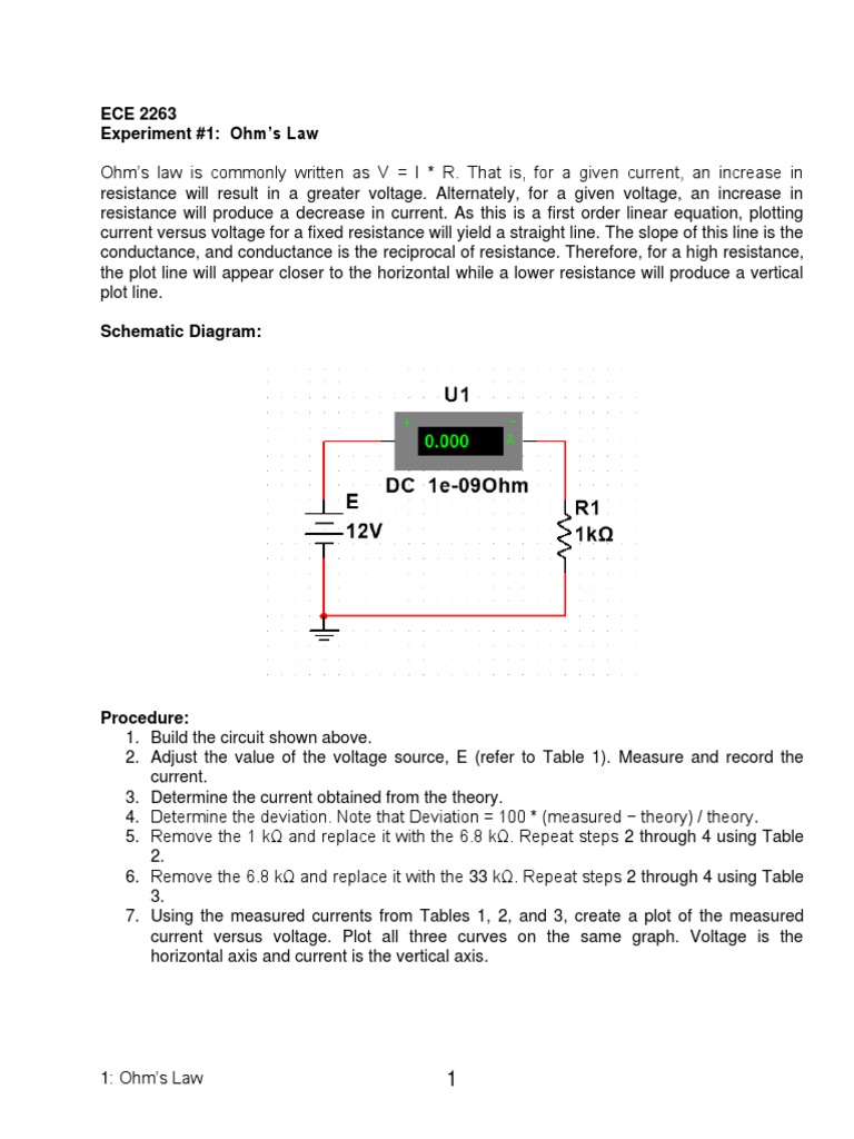 Verifying Ohm's Law Through Experimental Measurement of Current Across ...