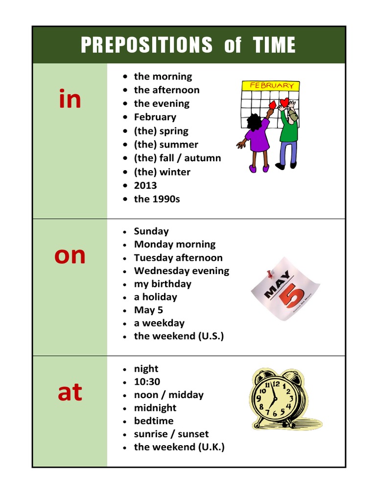 Prepositions of Time | PDF