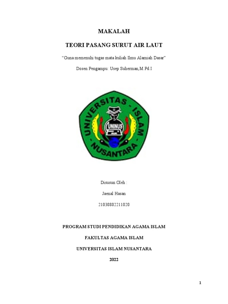 Makalah Teori Pasang Surut Air Laut | PDF