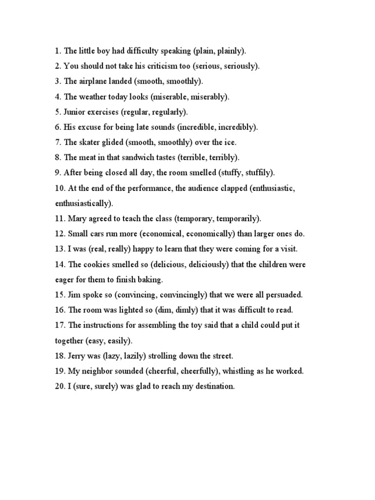 Adjective Usage in Sentences | PDF | Language Arts & Discipline