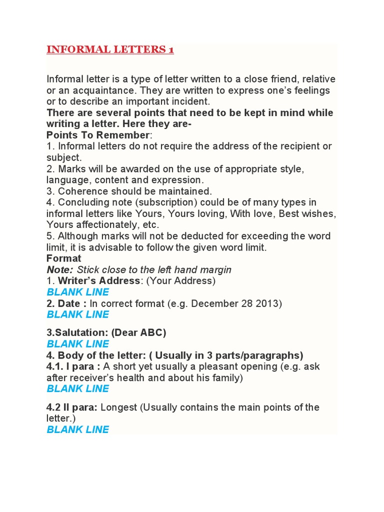 Guidelines for Writing Effective Informal Letters | PDF