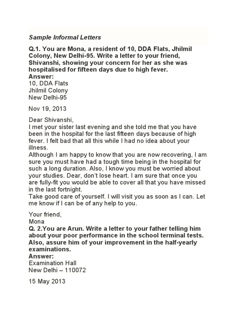 Sample Informal Letters | PDF
